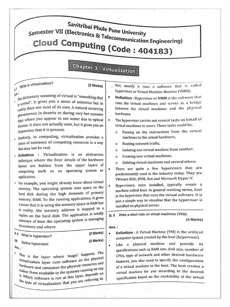 CC - Easy Solution | PDF | Virtualization | Cloud Computing