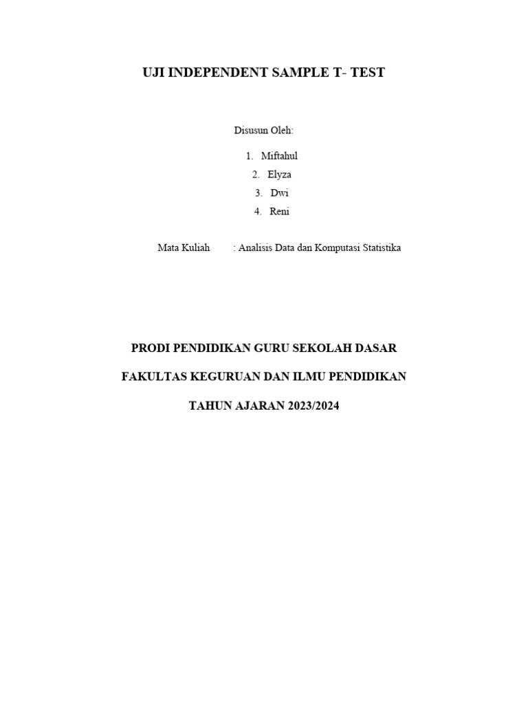 Uji Independent Sample T - Test Kel.8 | PDF