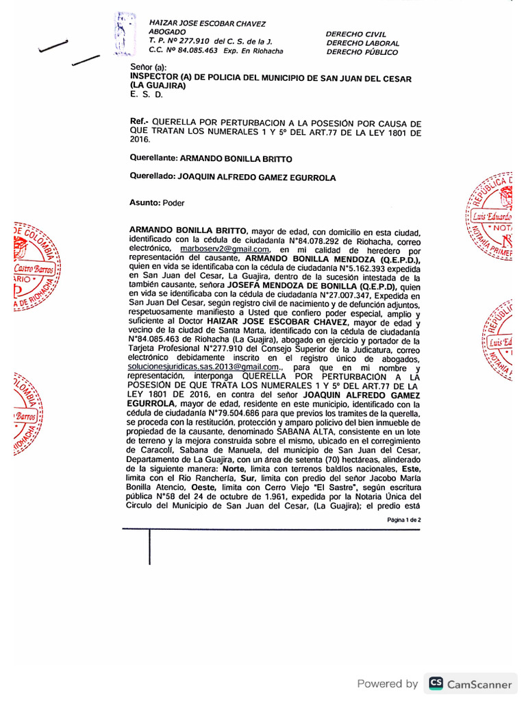 Poder Conferido y Autenticado | PDF