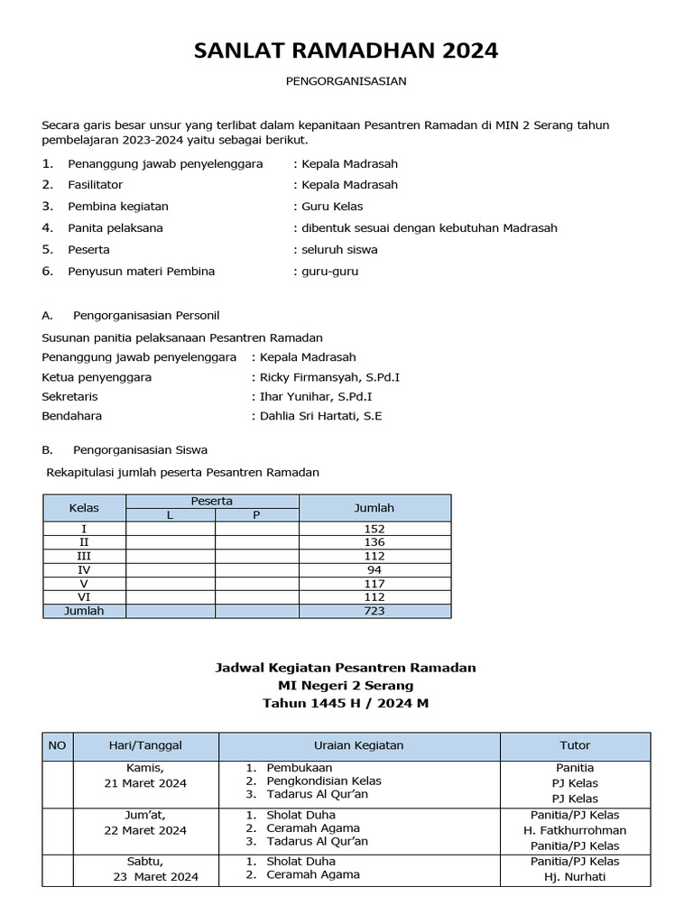 Sanlat Ramadhan 2024 | PDF