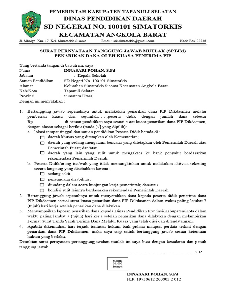 SPTJM Pengambilan Pip Baru 2024 | PDF