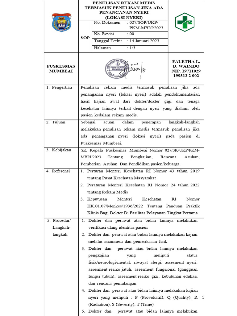 SOP Penulisan RM | PDF