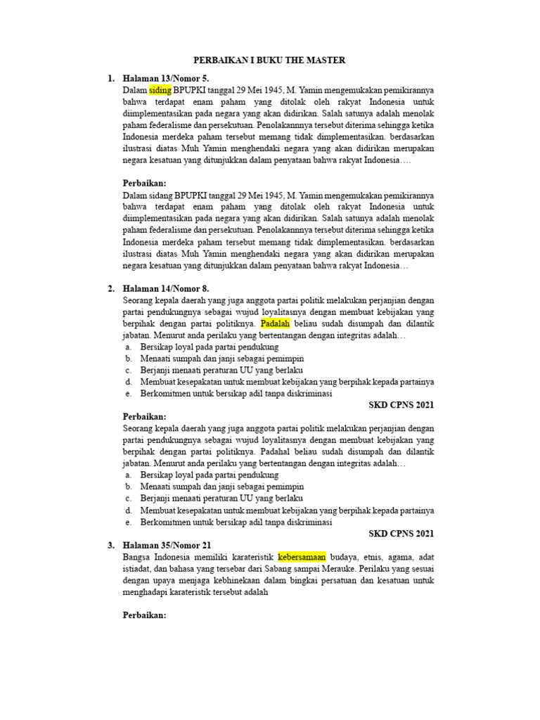 Perbaikan Buku The Master | PDF