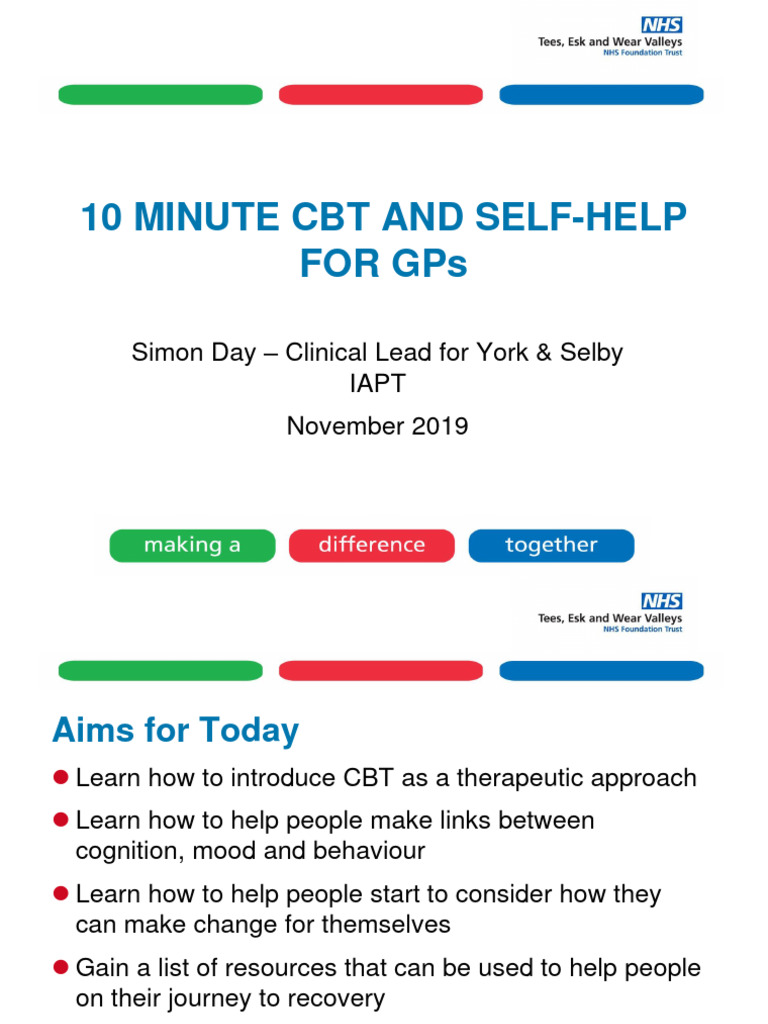 Workshop 5. 10 Minute CBT and Self Help For GPs | PDF | Cognitive ...