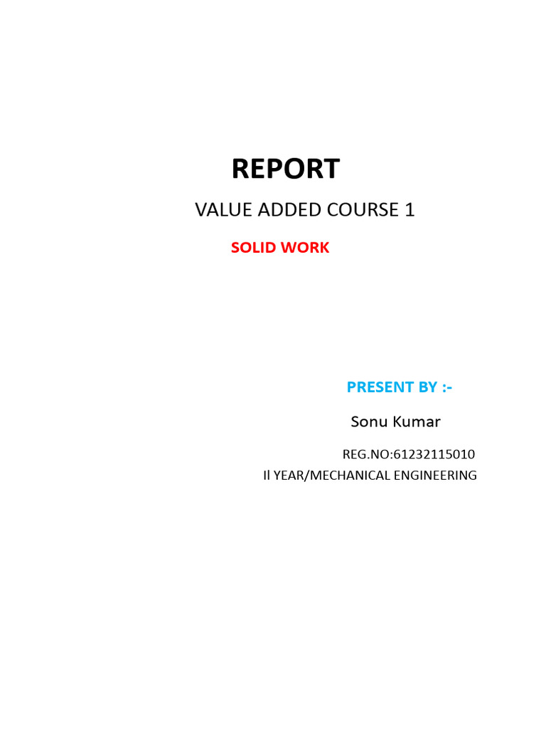 Sonu Kumar SOLIDWORKS Report PDF | PDF | Random Access Memory | Solid State Drive