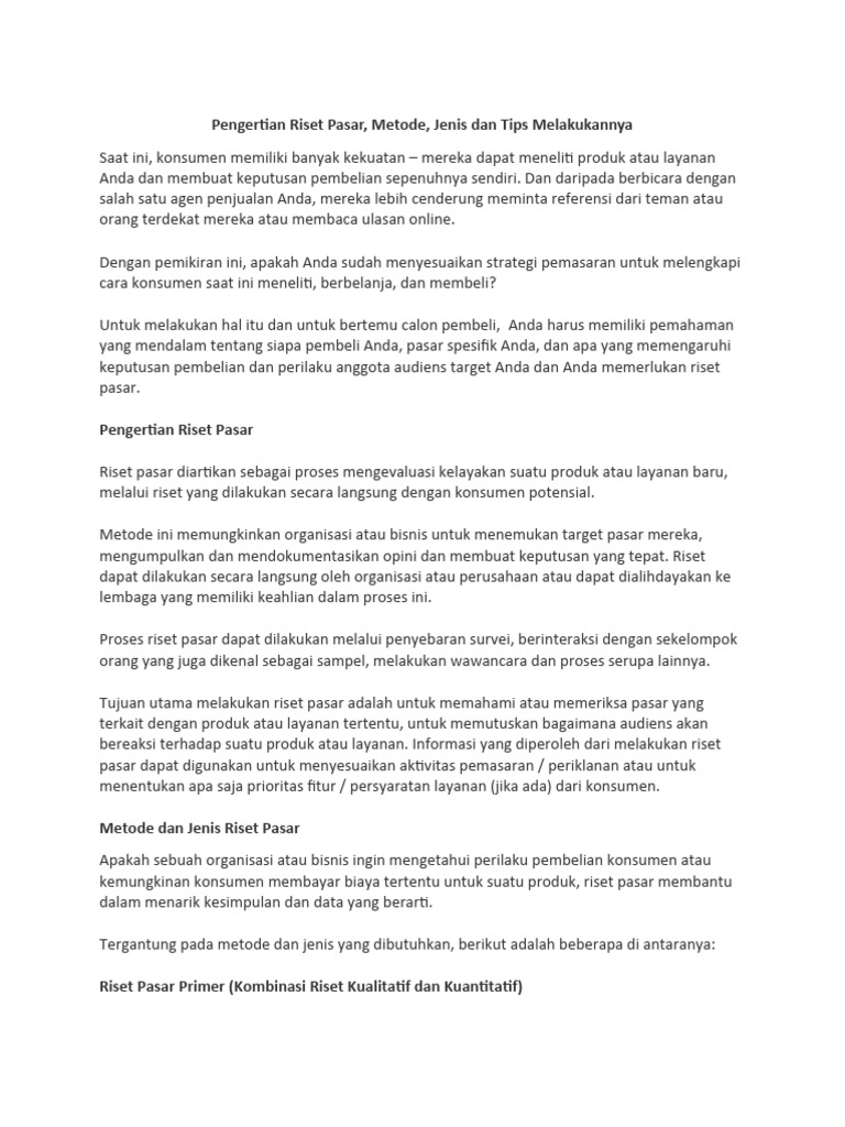 Langkah Dan Strategi Riset Pasar | PDF | Karier & Perkembangan