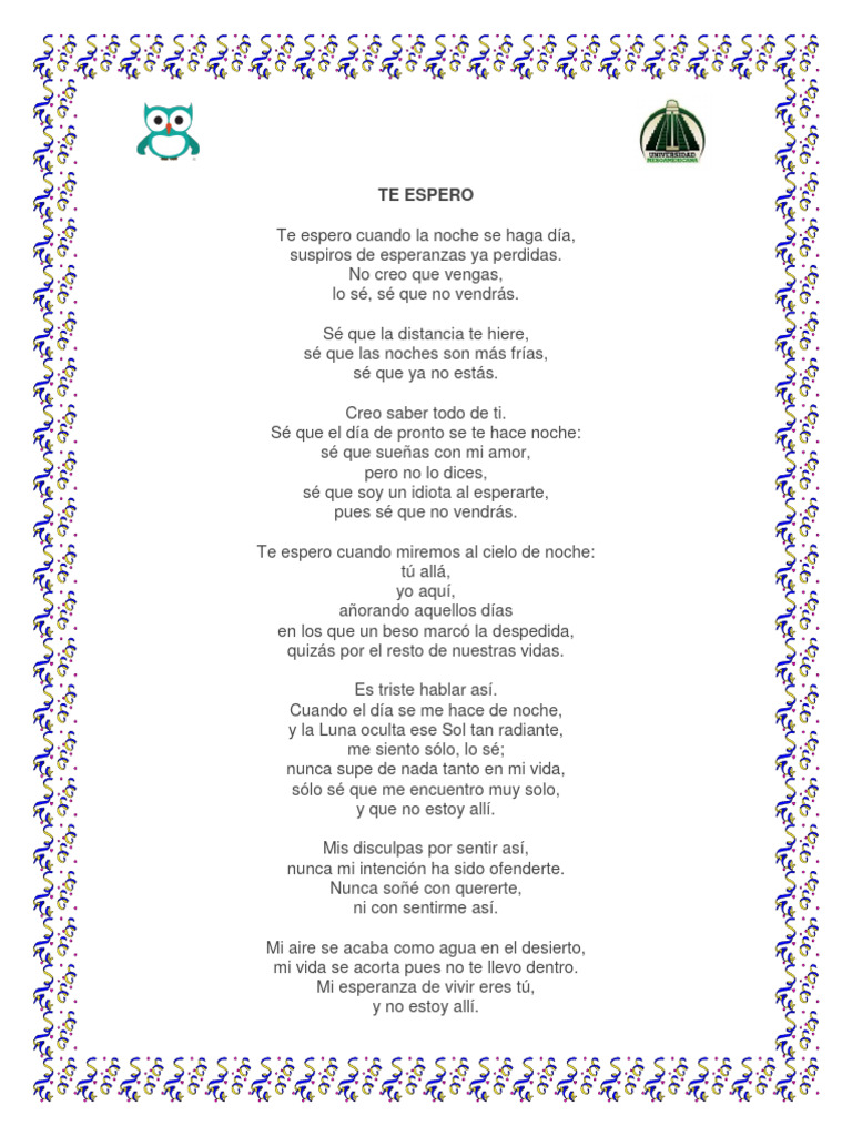 TE ESPERO. Mario Benedetti | PDF