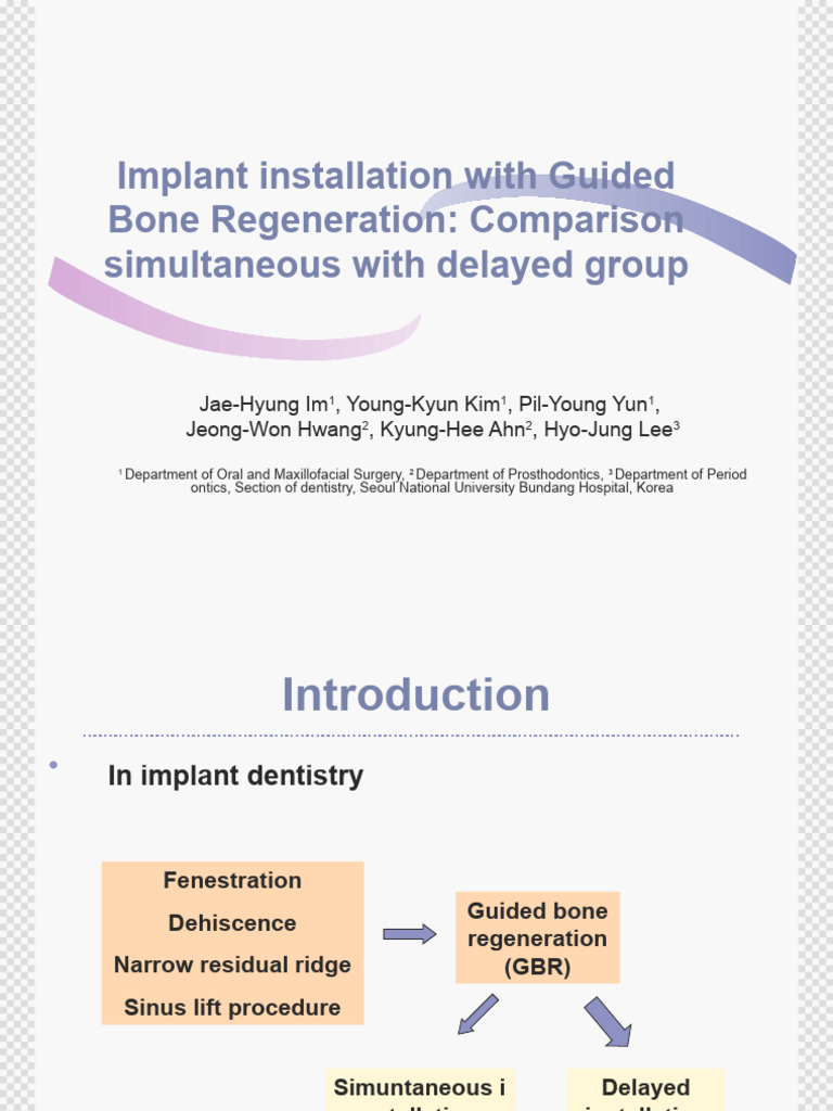 Implant Placement With Guided Bone Regeneration | PDF | Dental Implant | Tooth