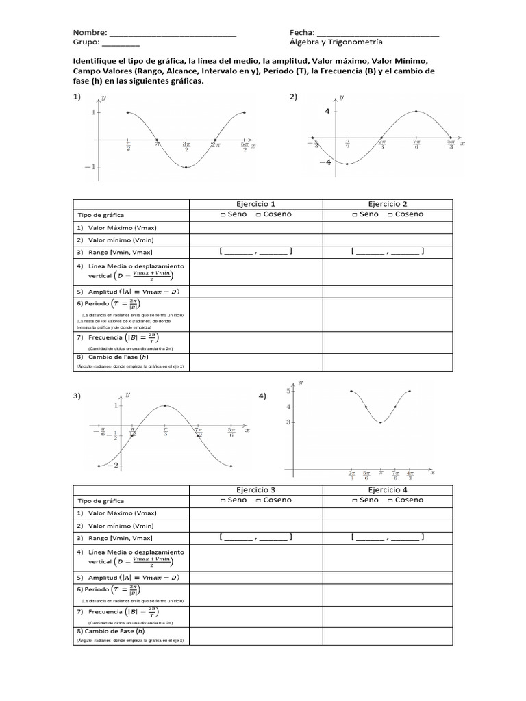 Asignación #4 (Identificar Partes de Las Gráficas de Seno y Coseno ...