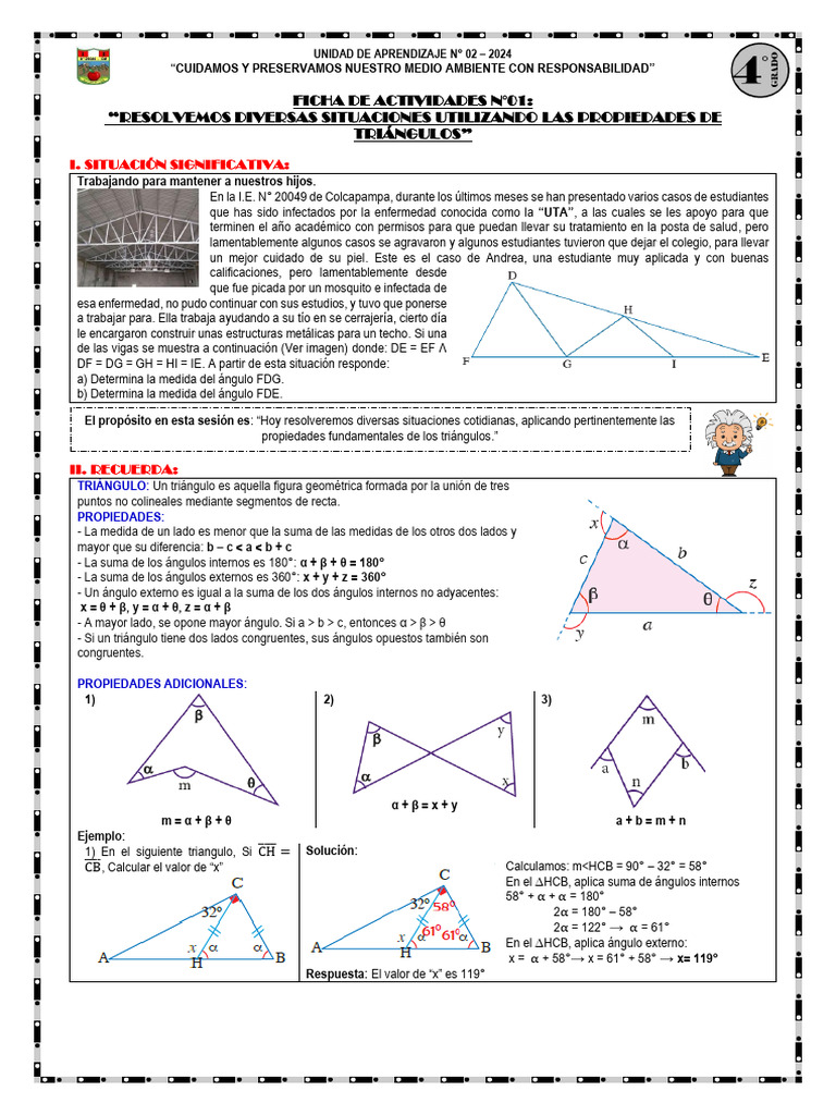 Ficha 1-4to-Ua2-2024 | PDF | Triángulo | Euclides