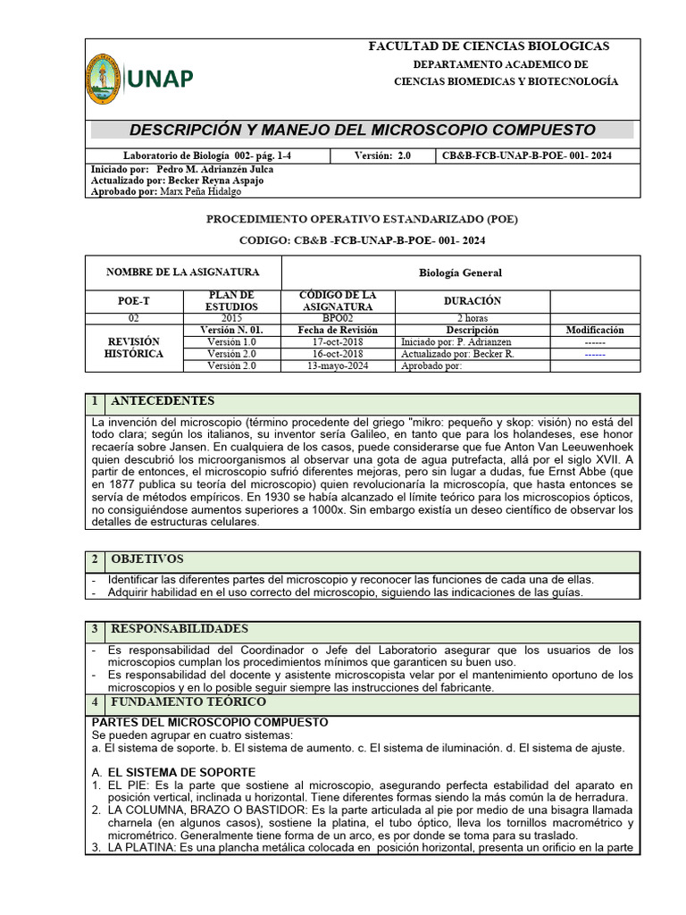 Poe 002 Microscopia 2024 | PDF | Lente de la cámara | Microscopio