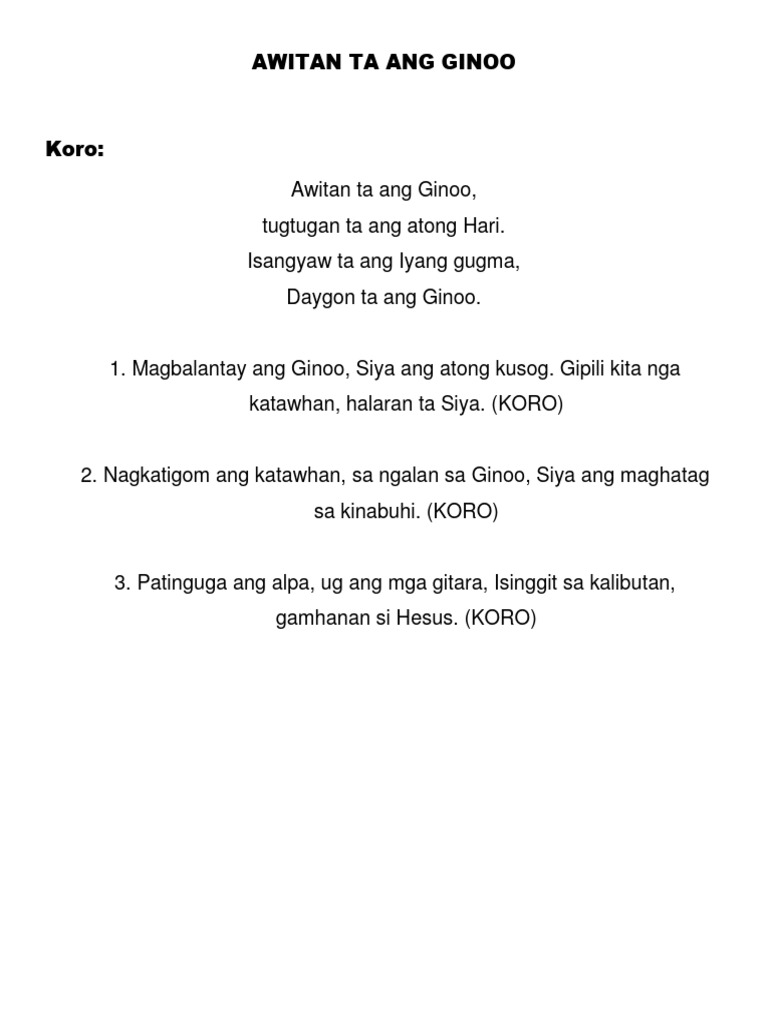 Awitan Ta Ang Ginoo | PDF