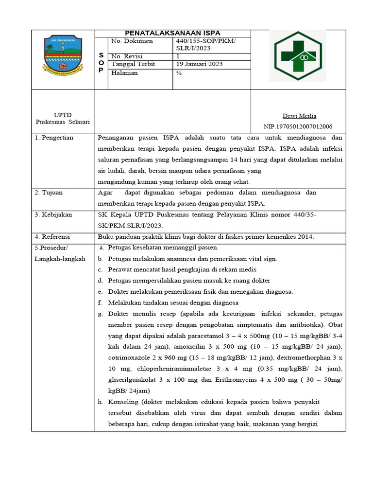 SOP Penatalaksanaan ISPA BP | PDF | Pengembangan Diri | Kesehatan Holistik