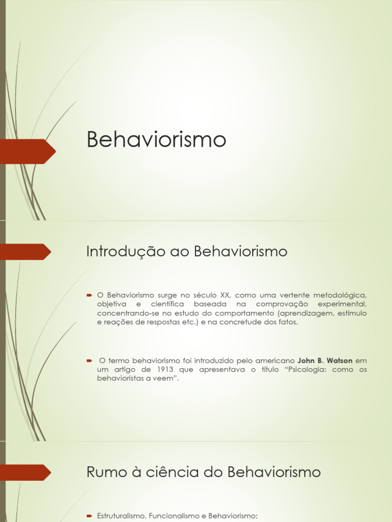 Slide Behaviorismo - Teorias e Sistemas | PDF | Behaviorismo | Aprendizado