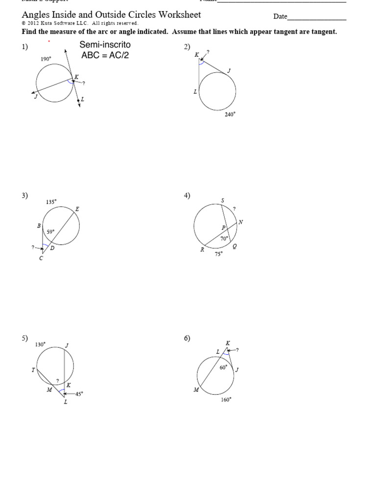Angles in Circles Practice (Pag 1 4) | PDF | Angle | Euclidean Geometry