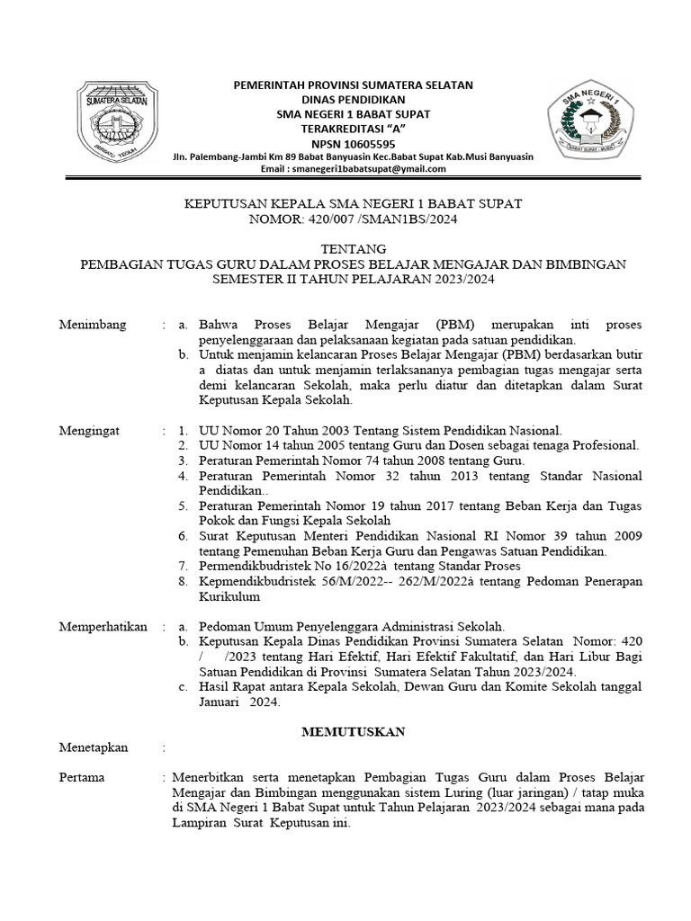 SK PBM 2023-2024 Genap | PDF