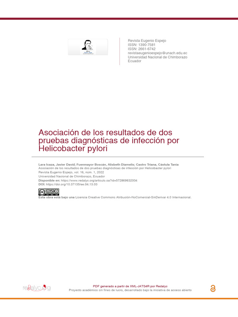 Asociación de Los Resultados de Dos Pruebas Diagnósticas de Infección ...