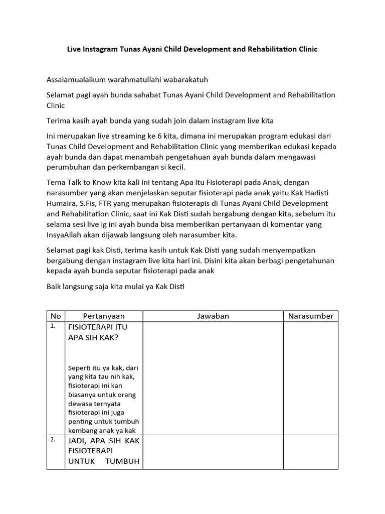 Fisioterapi Script Ig Live | PDF