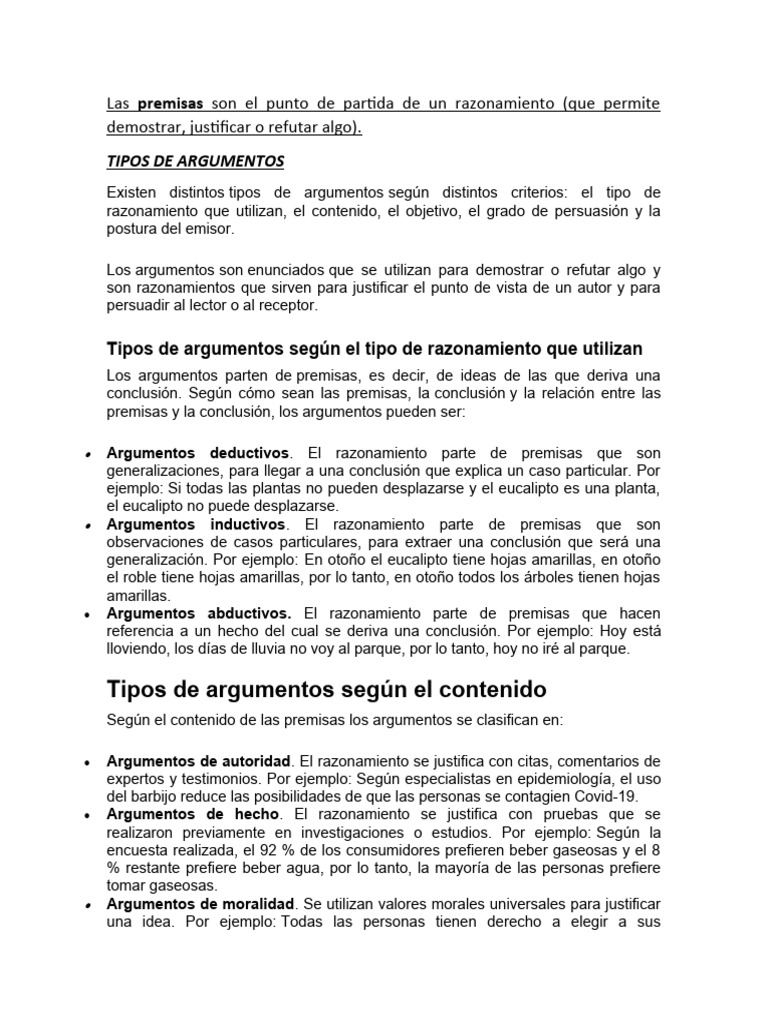 Tipos de Argumentos | PDF | Argumento | Razonamiento deductivo