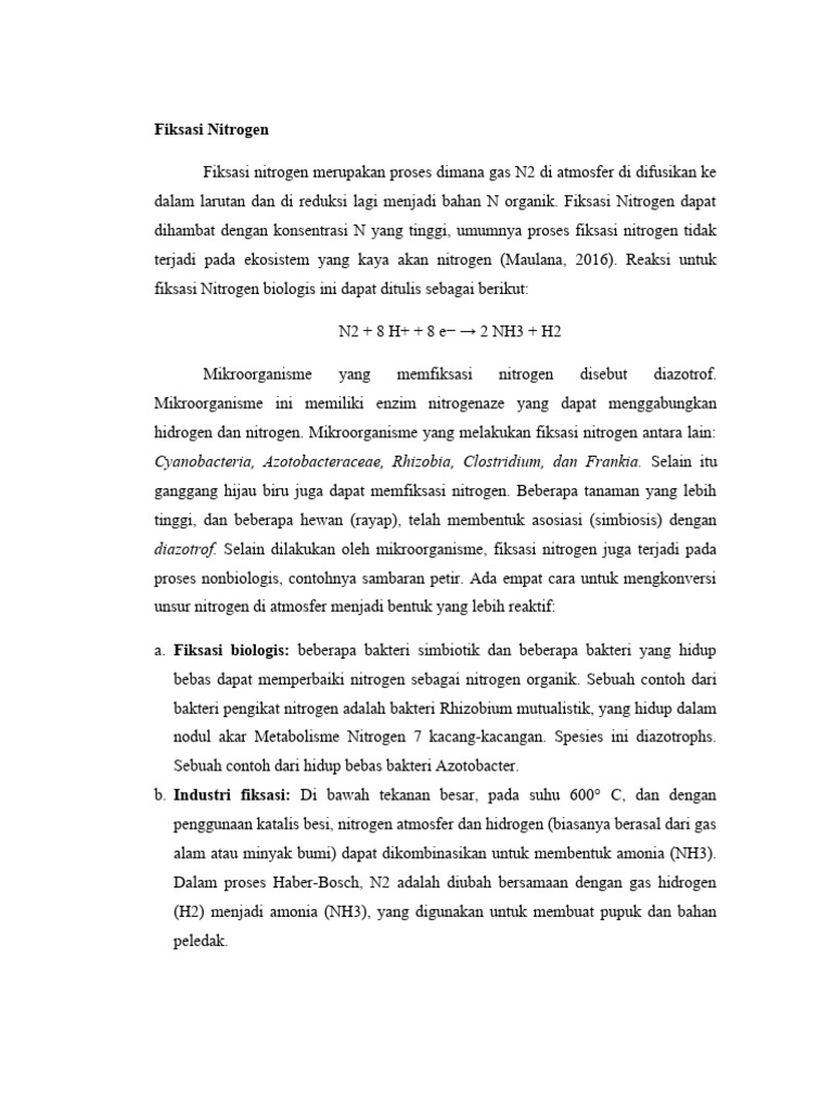Fiksasi Nitrogen dan Perannya | PDF | Kajian Bahasa Asing