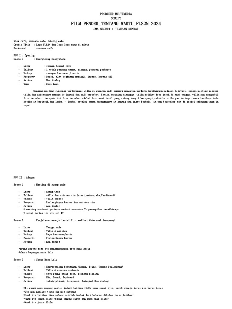 Script FLS2N 2024 - Tentang Waktu - Sma Negeri 1 Terusan Nunyai | PDF