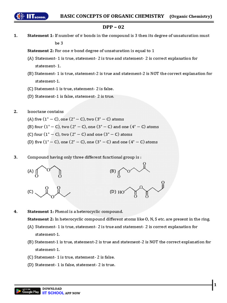 DPP - 02 - Basic Concepts of Organic Chemistry | PDF | Organic Chemistry | Chemistry