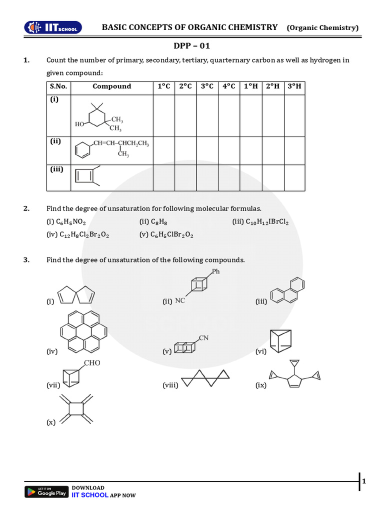 DPP - 01 _ Basic Concepts Of Organic Chemistry | PDF | Organic Chemistry | Chemistry