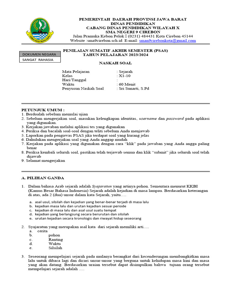 Format Naskah Soal 2324 | PDF