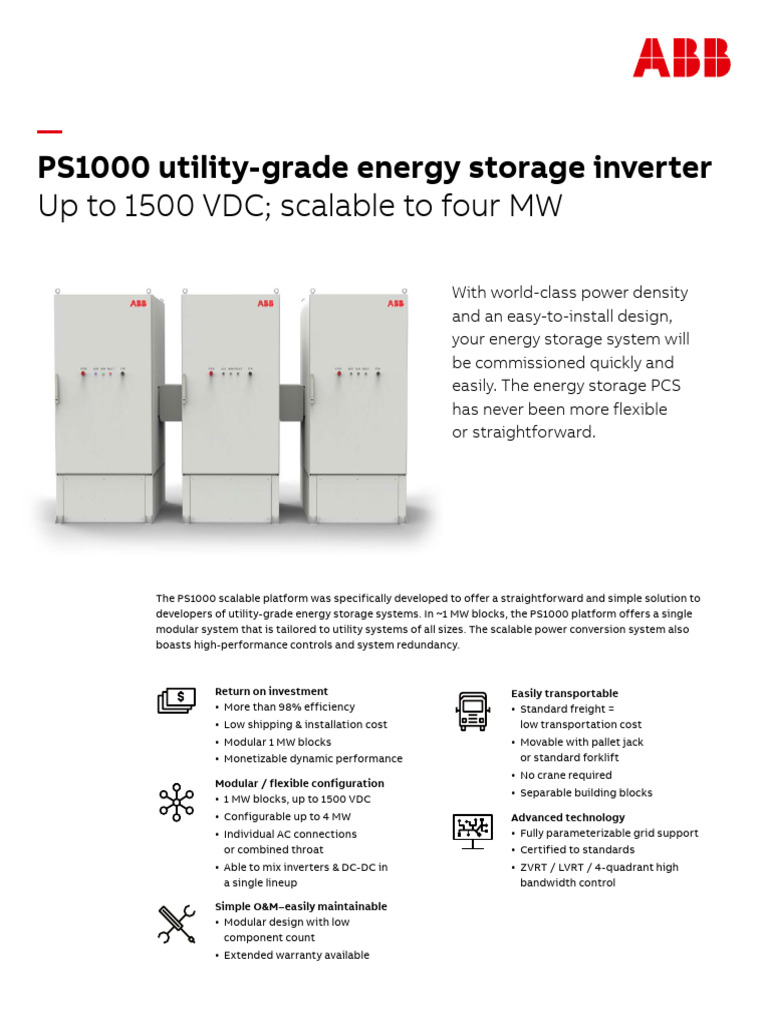 PS1000 Data Sheet 4CAE000825 | PDF | Power Inverter | Energy Storage