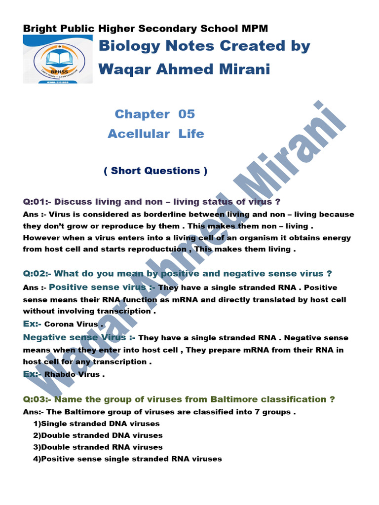 Acellular Life Exercise | PDF | Virus | Bacteriophage
