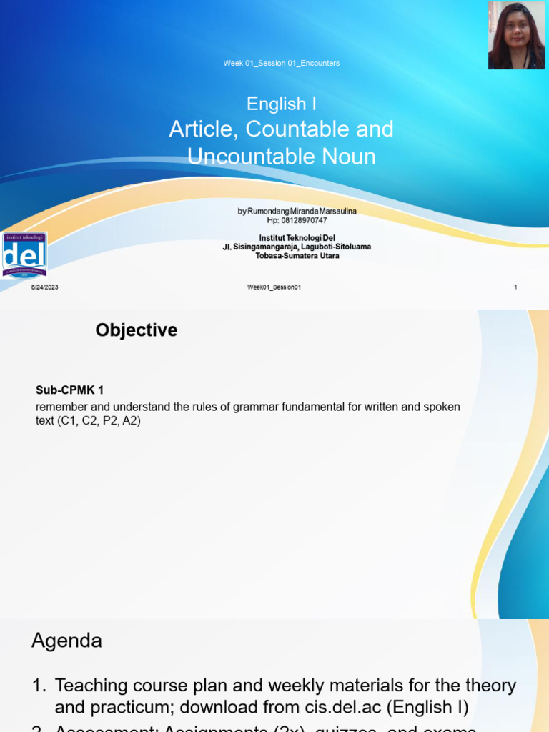 Week 01. Session 01 Nouns Articles RMM | PDF | Noun | Grammatical Number