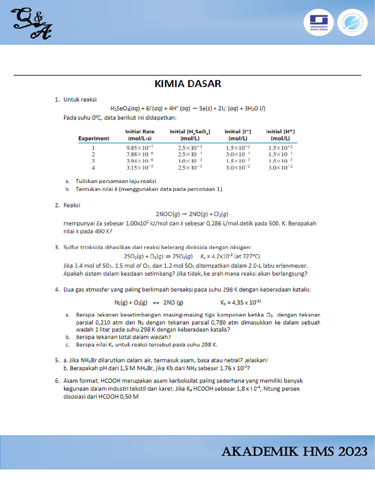 SNJ Uas Kimia Daasar SMT 2 | PDF | Teaching Methods & Materials ...