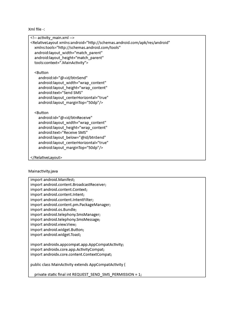 Android SMS Sender and Receiver App | PDF | Android (Operating System ...