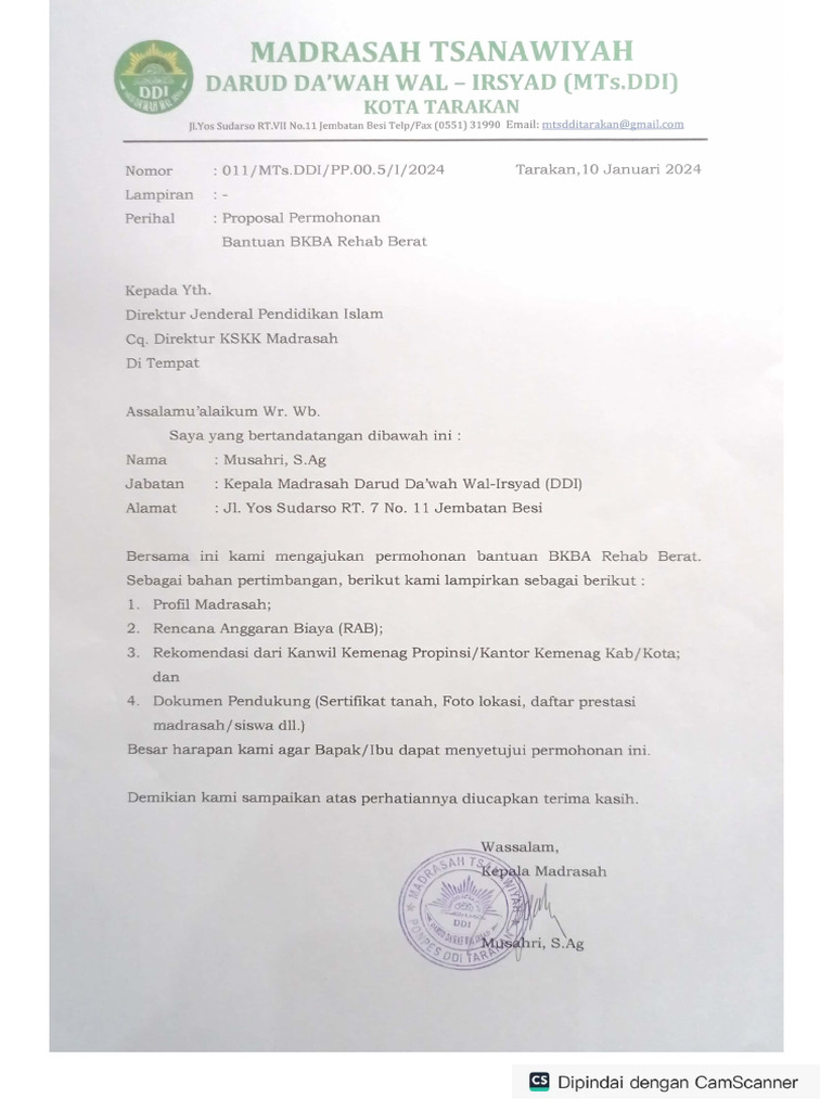 Surat Permohonan BKBA | PDF