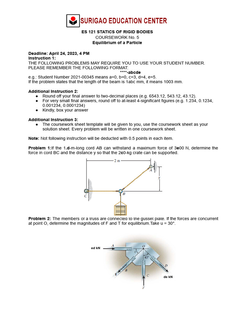 Coursework 5 - Equilibrium of A Particle 2 | PDF | Force | Mechanics