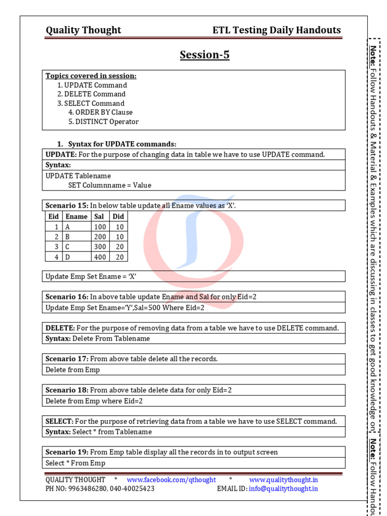 Handouts -05 (Update_Delete) | PDF | Computer Science | Data Management