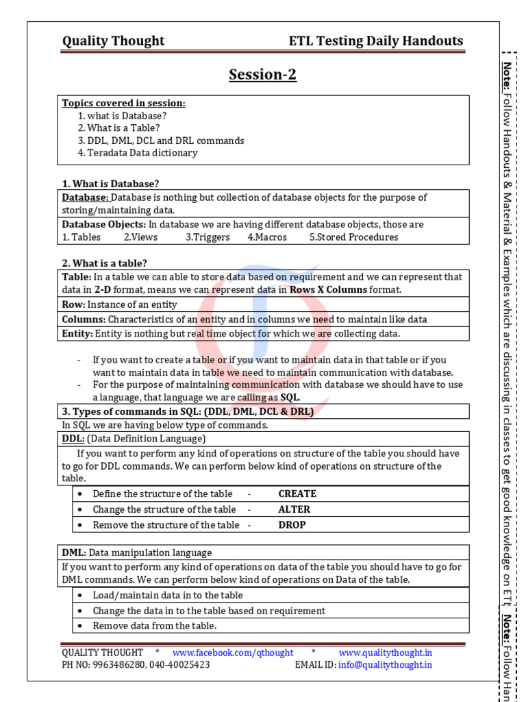 Handouts - 02 (Data Base Intro) | PDF | Databases | Table (Database) Handouts - 02 (Data Base Intro) | PDF | Databases | Table (Database)