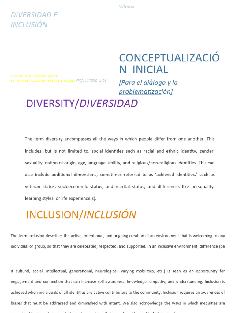 DIVERSIDAD E INCLUSIÓN - Conceptualización Inicial | PDF | Intersectionality | Race (Human ...