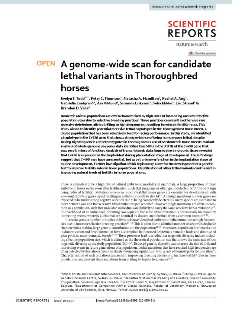 Artigo (Trabalho de Biotecnologia) A Genome Wide Scan For Candidate ... Artigo (Trabalho de Biotecnologia) A Genome Wide Scan For Candidate ...