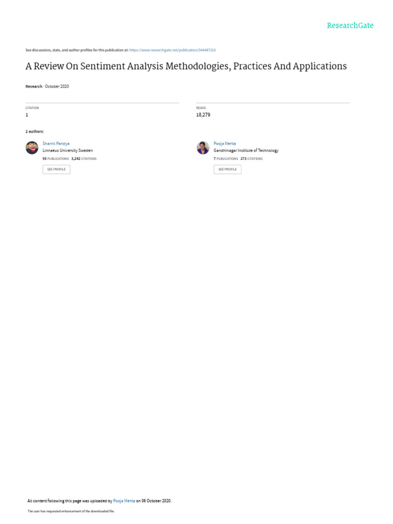 A Review On Sentiment Analysis Methodologies Practices and Applications | Download Free PDF ...