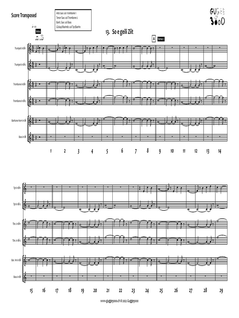 So e Geili Ziit - Score Transposed | PDF