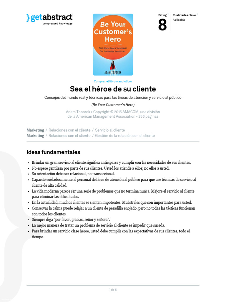 Sea El Heroe de Su Cliente Toporek Es 24990 | PDF | Comunicación | Cliente