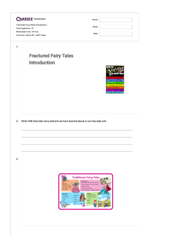 Fractured Fairy Tales Worksheet | PDF