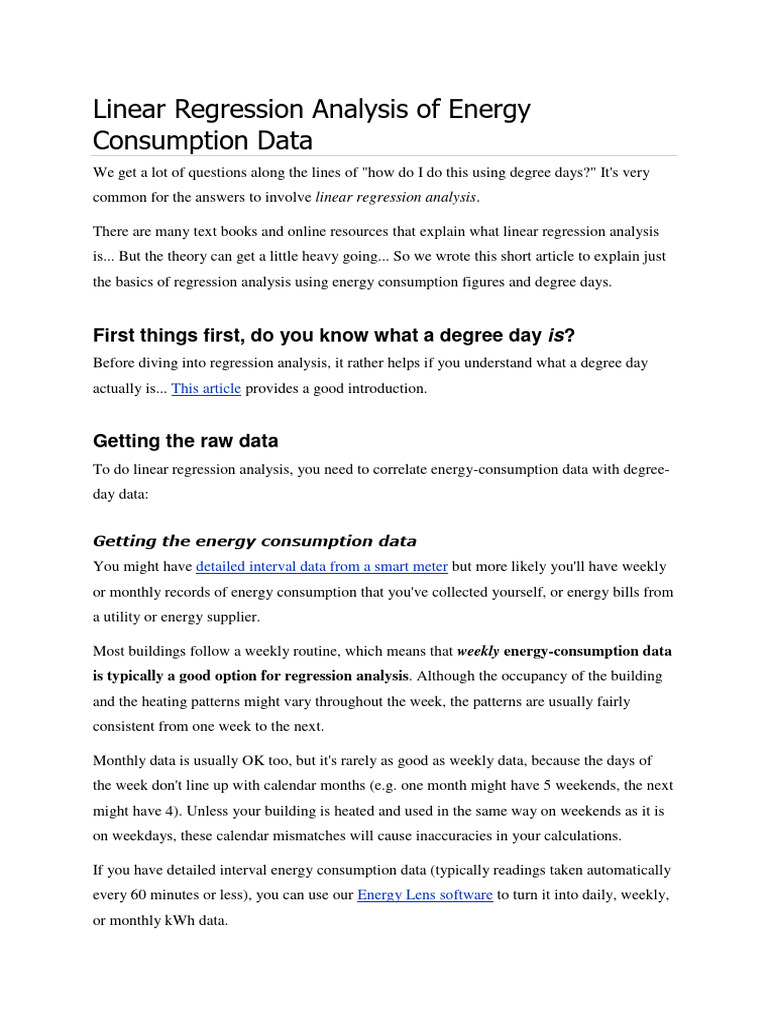 Linear Regression Analysis of Energy Consumption Data | PDF ...