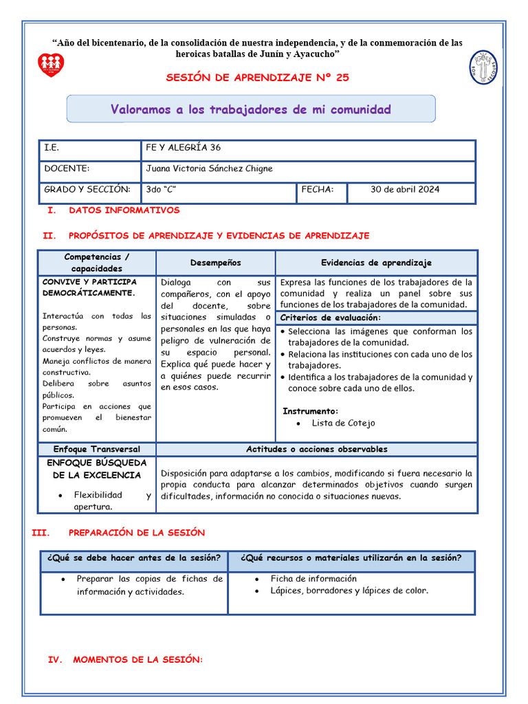 Sesión #25 - Valoramos A Los Trabajadores de Mi Comunidad - Personal ...