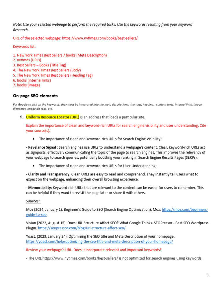 On Page SEO Audit Worksheet | PDF | Search Engine Optimization | Tag ...
