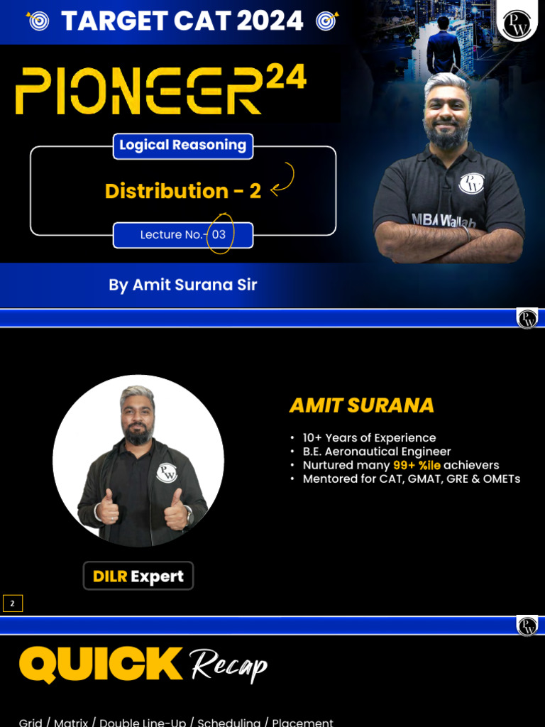 Logical Reasoning 03 Class Notes Mba Pioneer 2024 Batch Pdf