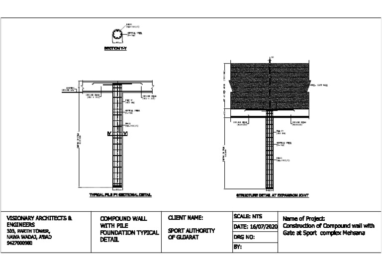 14. Compound Wall (Pile Foundation) Details | PDF