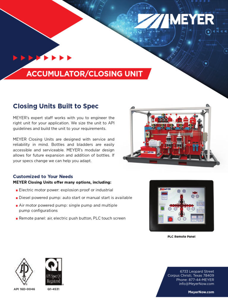 Meyer Accumulator Closing Units Div 22 v3 Compressed | PDF