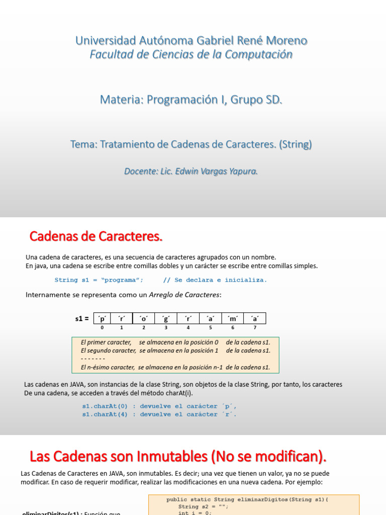 Explicación String | PDF | Cadena (informática) | Java (lenguaje de programación)